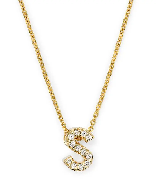 Roberto Coin 18k Yellow Gold And Diamond Initial Pendant Necklace - S