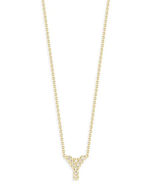 Roberto Coin 18k Yellow Gold And Diamond Initial Pendant Necklace - Y