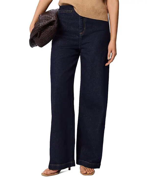 Whistles Stretch Full Length Wide Leg Jeans - Denim