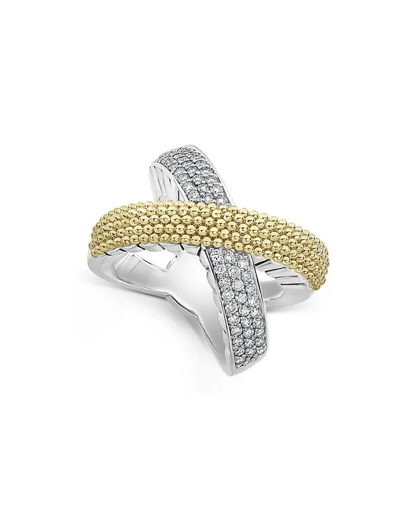 Lagos Sterling And 18k Yellow Gold Diamond Ring - Silver