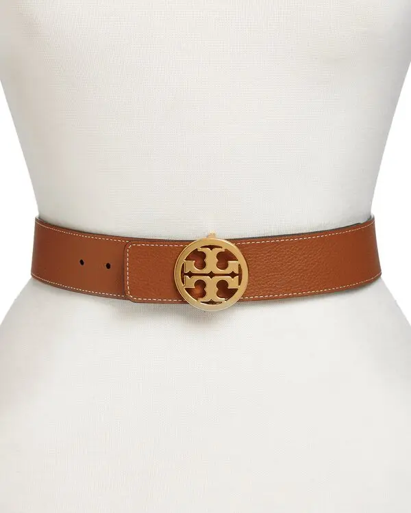 Tory Burch Reversible Logo Belt - Black/new Cuoio/gold