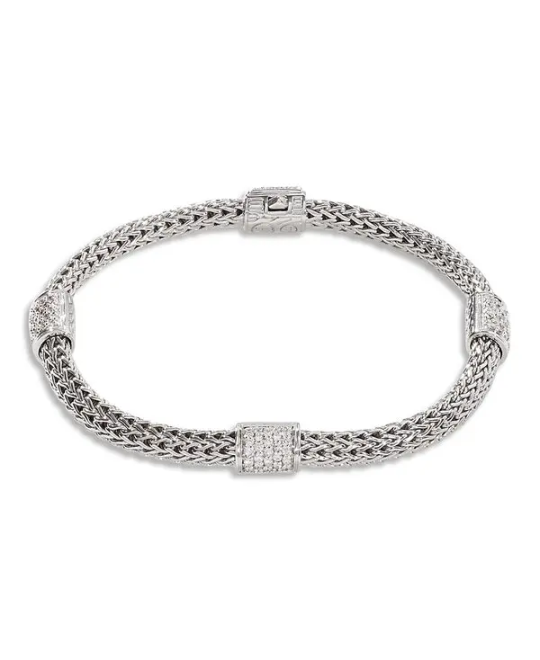 John Hardy Sterling Silver Diamond Bracelet - White