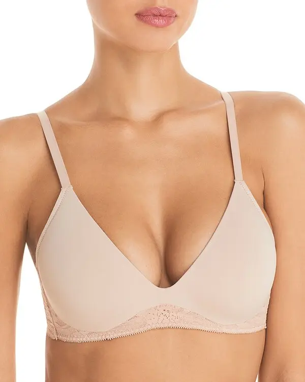 ON GOSSAMER Sleek & Lace Wirefree Bra - Champagne