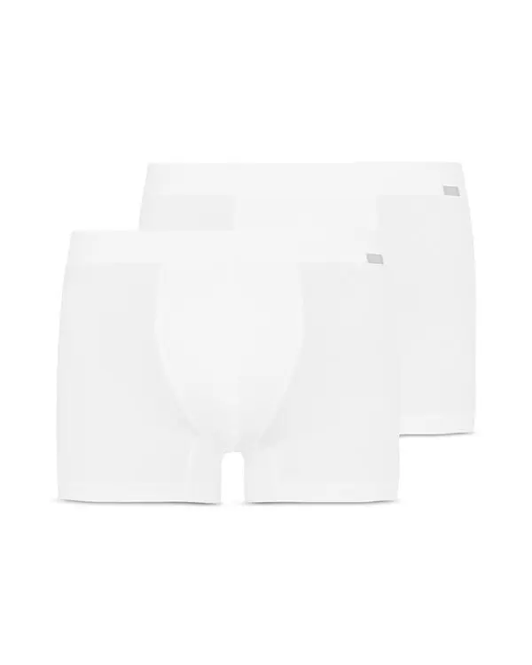 Hanro Cotton Essentials Covered Waistband Boxer Briefs, Pack Of 2 - White