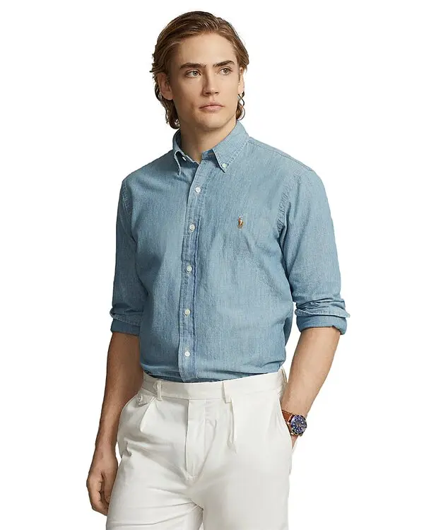 Polo Ralph Lauren Classic Fit Long Sleeve Cotton Button Down Shirt - Chambray