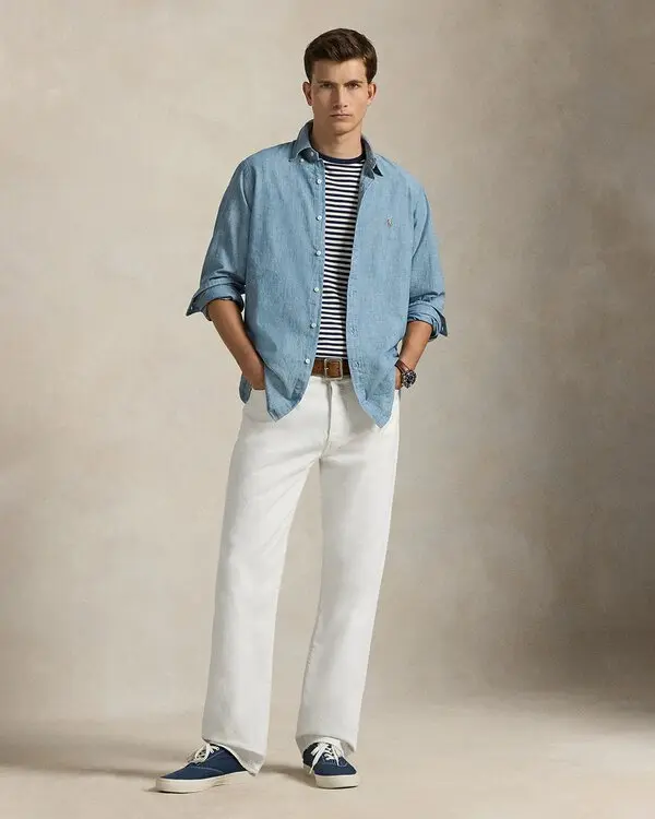 Polo Ralph Lauren Classic Fit Long Sleeve Cotton Button Down Shirt - Chambray