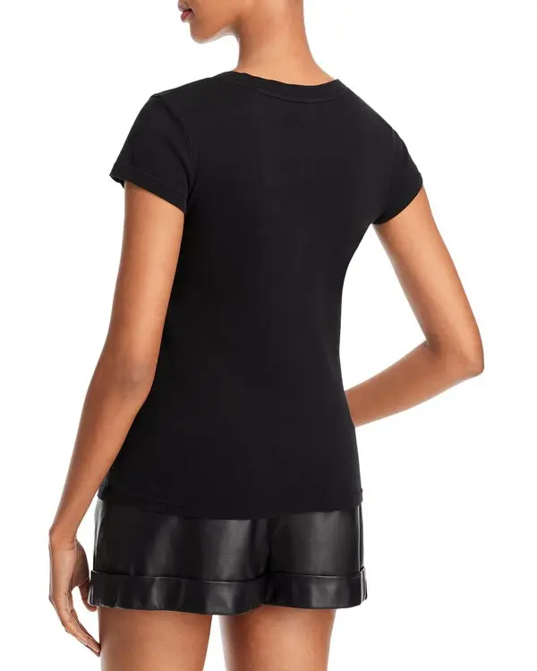 L'Agence Becca Cotton V-neck Tee - Black