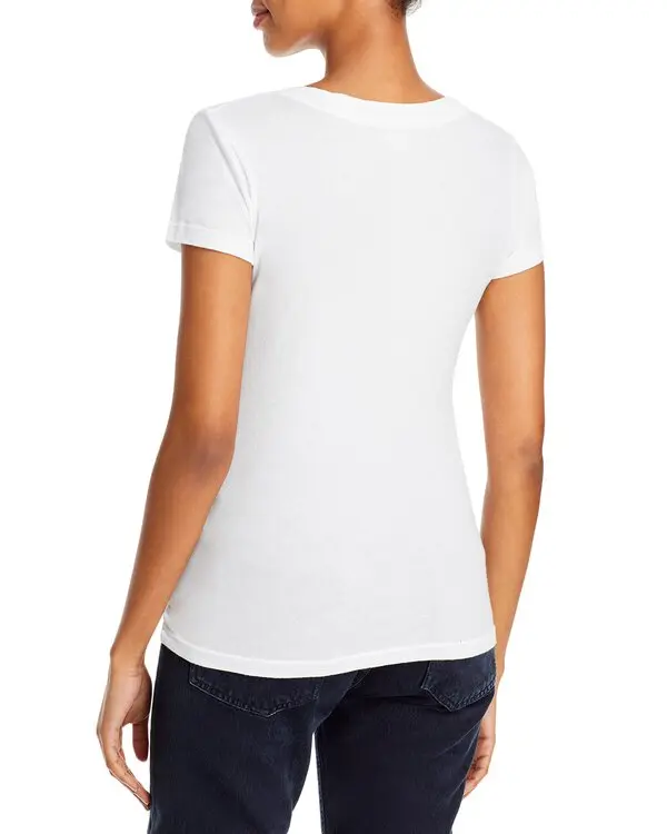 L'AGENCE Becca Cotton V-neck Tee - White