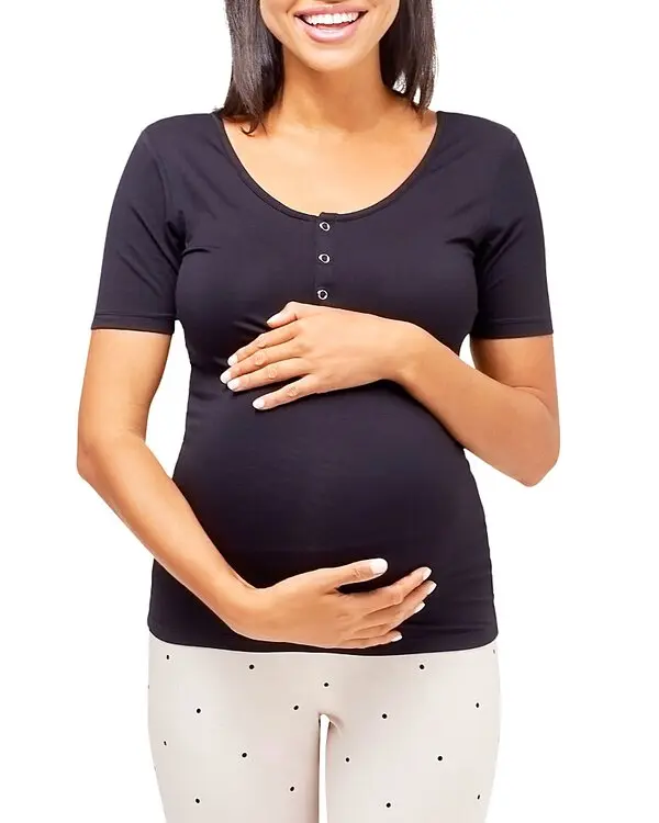 NOM MATERNITY Rhys Nursing Maternity Pajama Top - Black