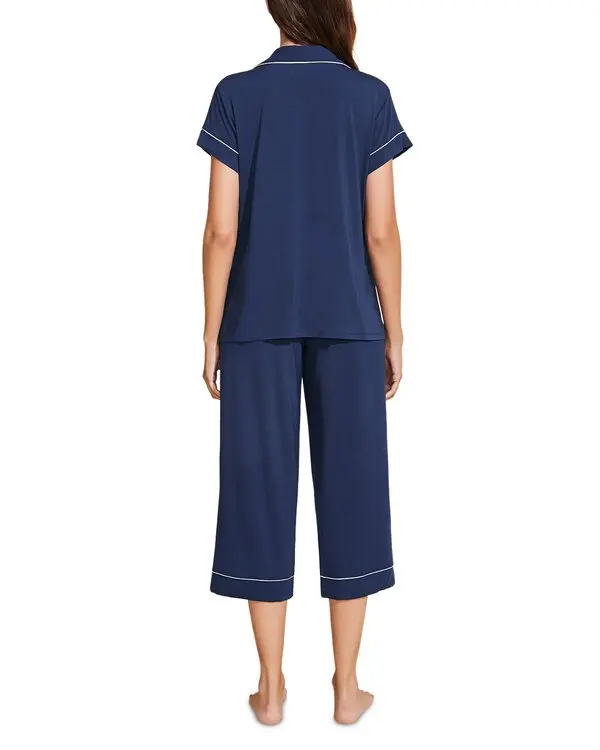 Eberjey Gisele Short Sleeve Crop Pajama Set - Navy/ivory