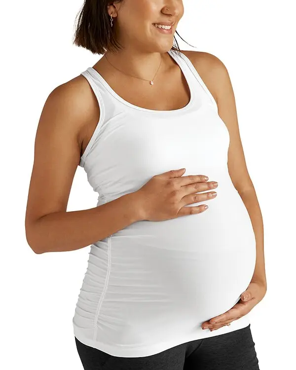 Beyond Yoga Maternity Racerback Tank - Cloud White