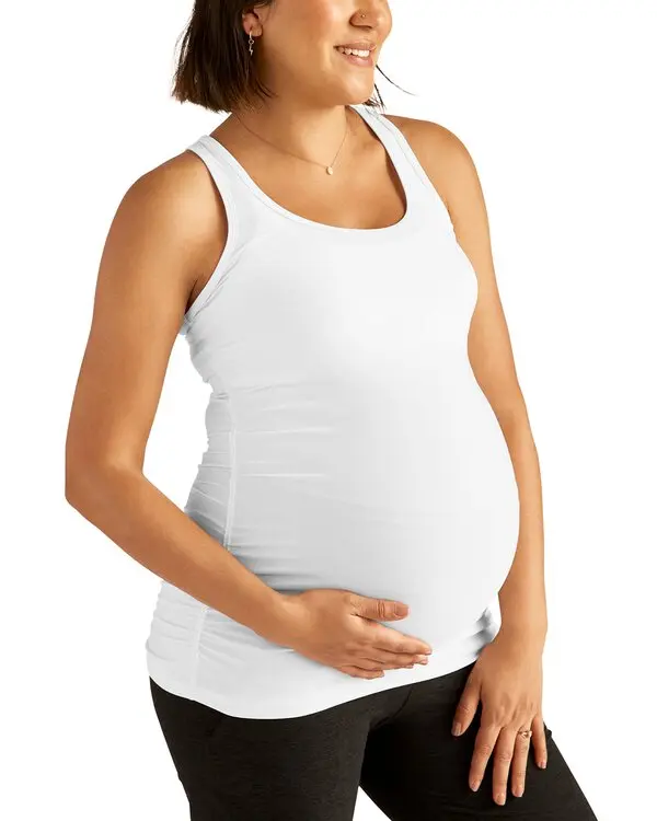 Beyond Yoga Maternity Racerback Tank - Cloud White