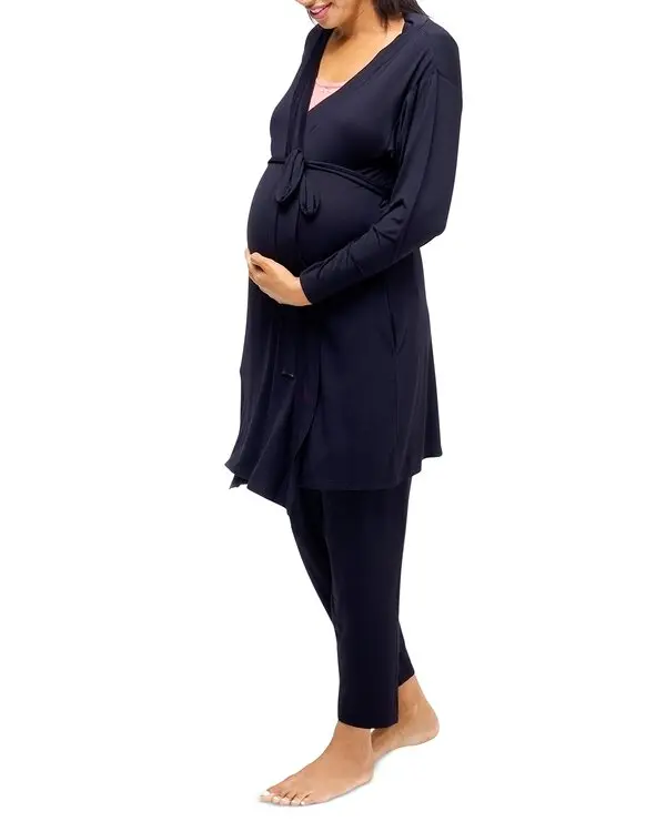 NOM MATERNITY Second Skin Maternity Robe - Black