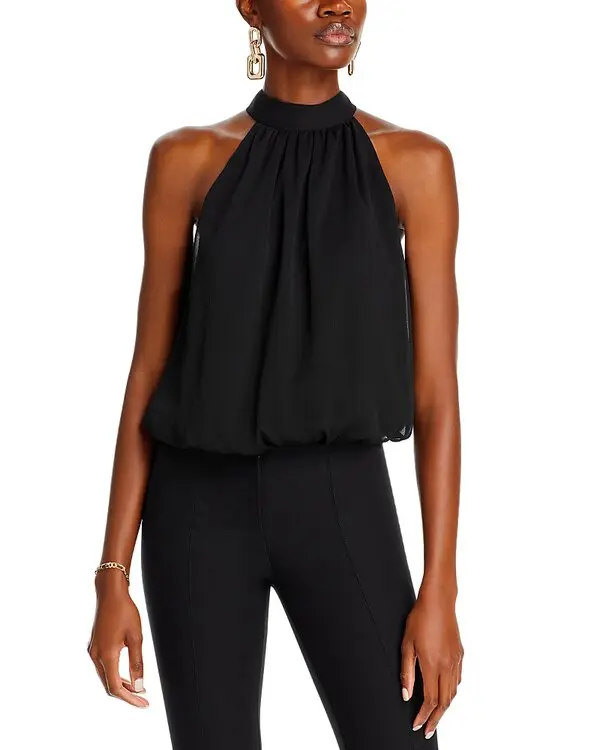 Alice + Olivia Maris Halter Neck Top - Black