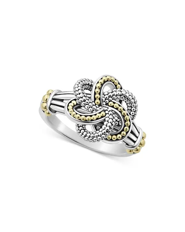 Lagos Sterling And 18k Yellow Gold Love Knot Ring - Silver