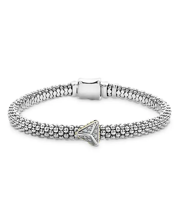 Lagos Ksl Pyramid Caviar Diamond Bracelet - Silver