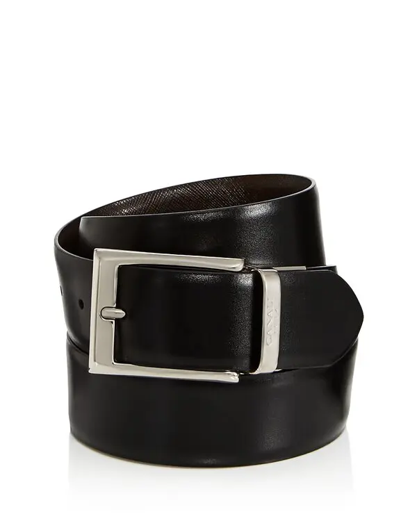 Canali Reversible Leather Belt - Black