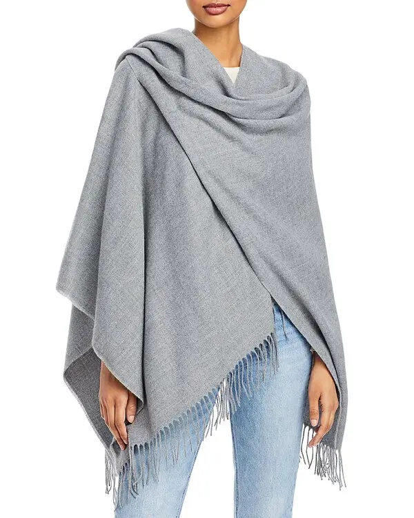 FRAAS Fringe Trim Ruana - Light Gray