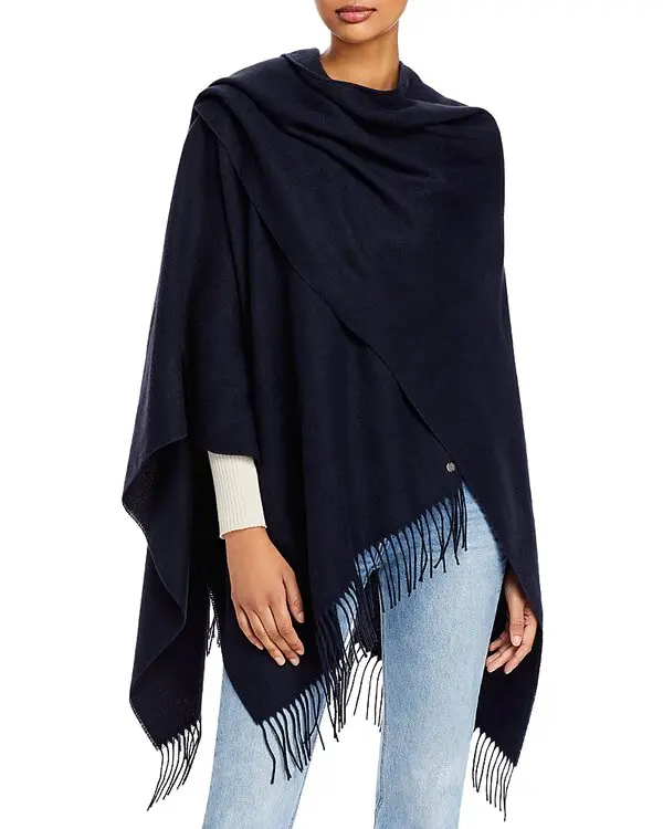 FRAAS Fringe Trim Ruana - Navy