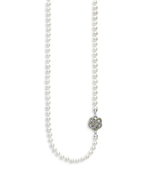 Lagos Sterling And 18k Yellow Gold Pearl Necklace - Silver