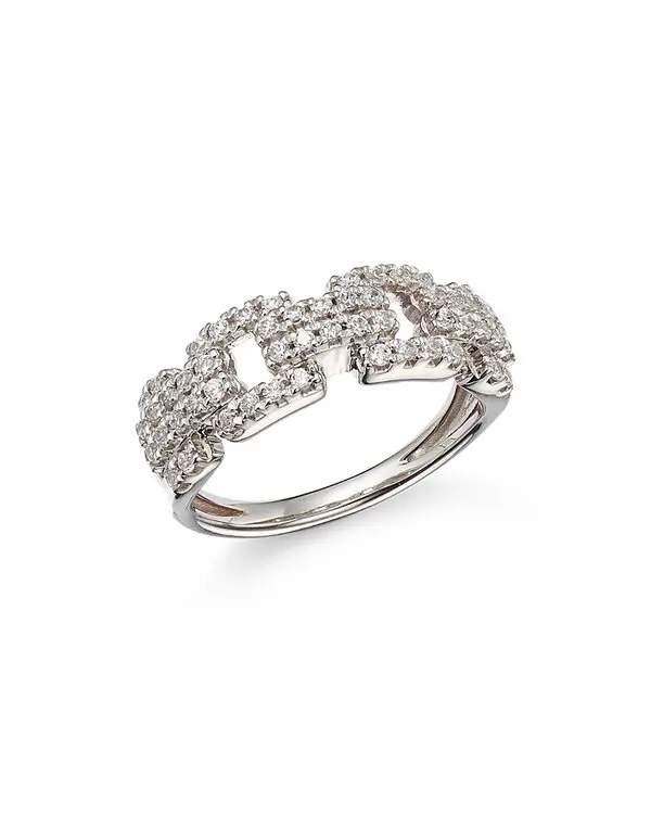 Bloomingdale'S Diamond Pave Square Link Ring In 14k Gold - White
