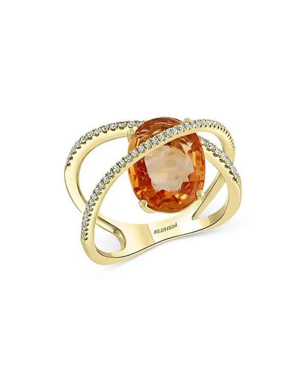 Bloomingdale'S Citrine And Diamond Statement Ring - Orange/gold