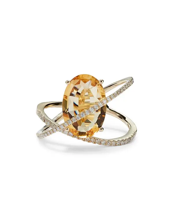 Bloomingdale'S Citrine And Diamond Statement Ring