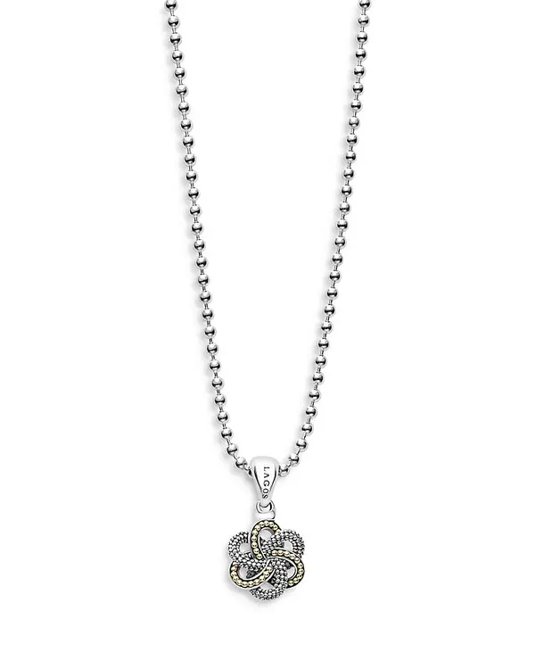 Lagos Sterling And 18k Yellow Gold Love Knot Pendant Necklace - Silver