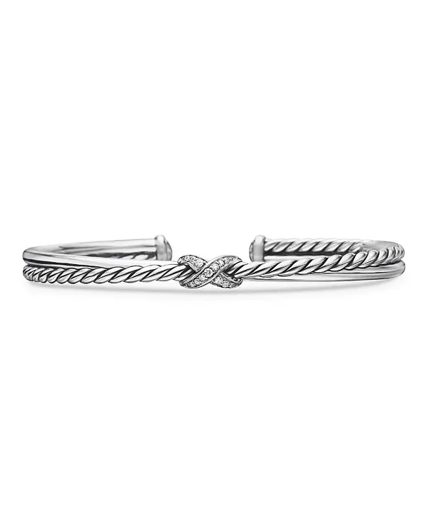 David Yurman Sterling And Diamond Cuff Bracelet - Silver