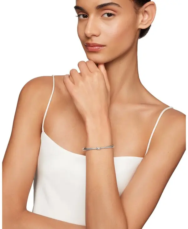 David Yurman Sterling And Diamond Cuff Bracelet - Silver