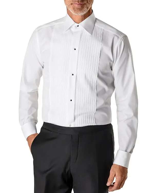 Eton Contemporary Fit Pleated Bib Tuxedo Shirt - White