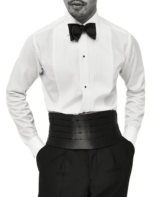 Eton Contemporary Fit Pleated Bib Tuxedo Shirt - White