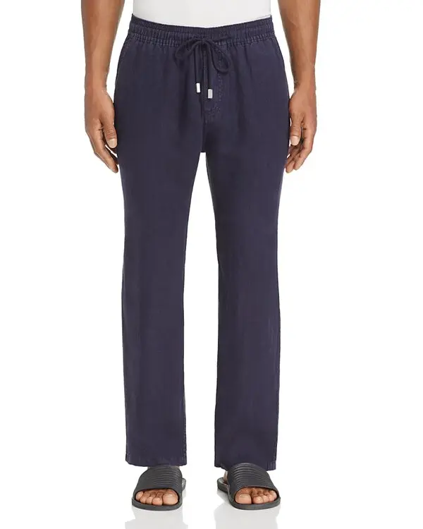 Vilebrequin Linen Regular Fit Drawstring Pants - Navy