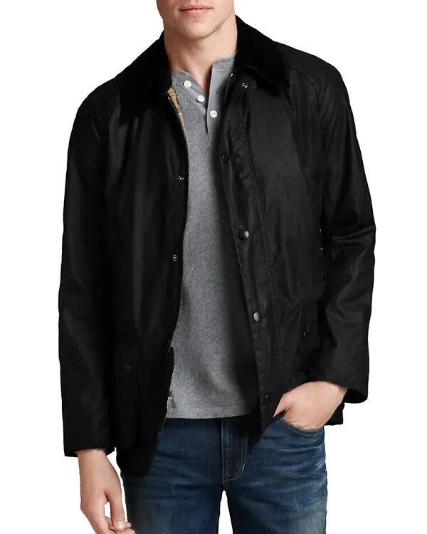 Barbour Ashby Tailored Waxed Cotton Jacket - Black/classic Tartan