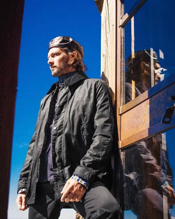 Barbour Ashby Tailored Waxed Cotton Jacket - Navy