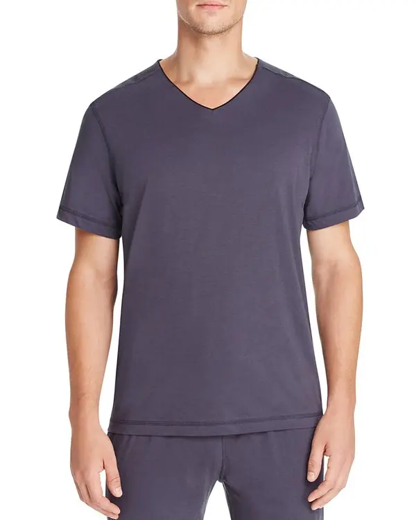 Daniel Buchler Peruvian Pima Cotton V-neck Lounge Tee - Ink