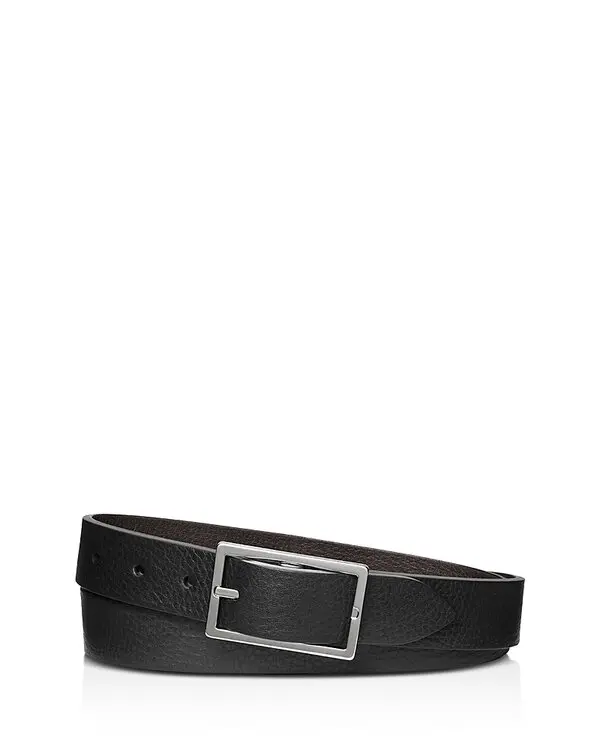 Shinola Reversible Rectangle Buckle Leather Belt - Black/walnut