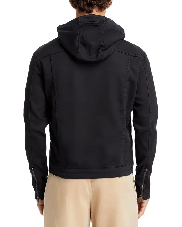 John Varvatos Hooded Zip-front Knit Jacket - Black