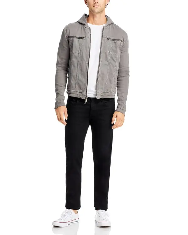 John Varvatos Hooded Zip-front Knit Jacket - Shark Gray
