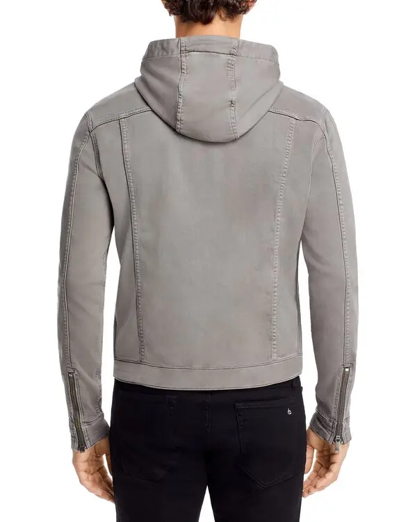 John Varvatos Hooded Zip-front Knit Jacket - Shark Gray