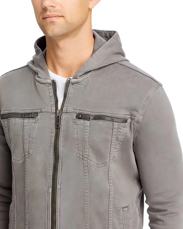 John Varvatos Hooded Zip-front Knit Jacket - Shark Gray