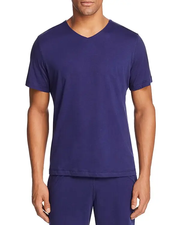 Daniel Buchler Peruvian Pima Cotton V-neck Lounge Tee - Navy