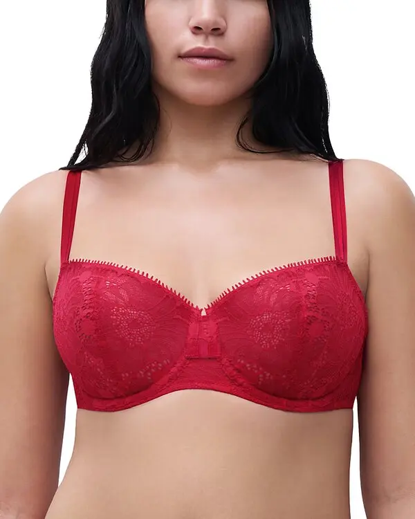 Chantelle Day To Night Lace Unlined Demi Bra - Poppy Red