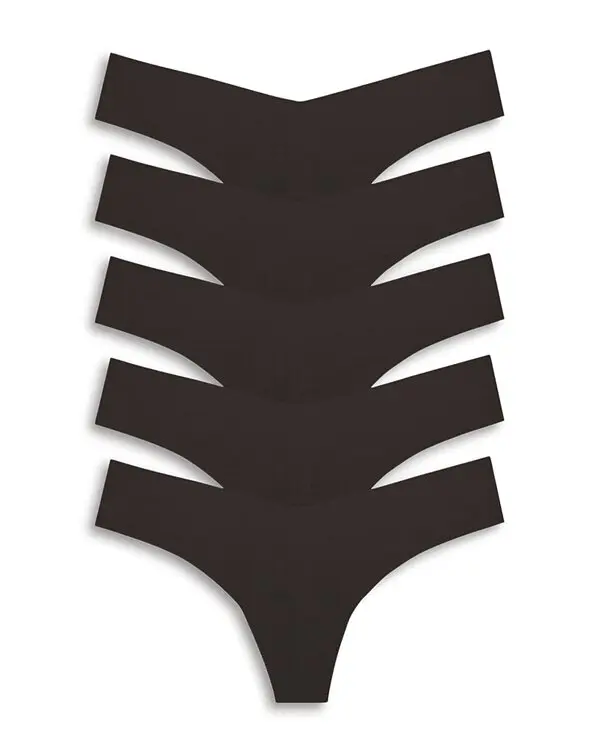 Commando Raw Cut Thong, Pack Of 5 - Black