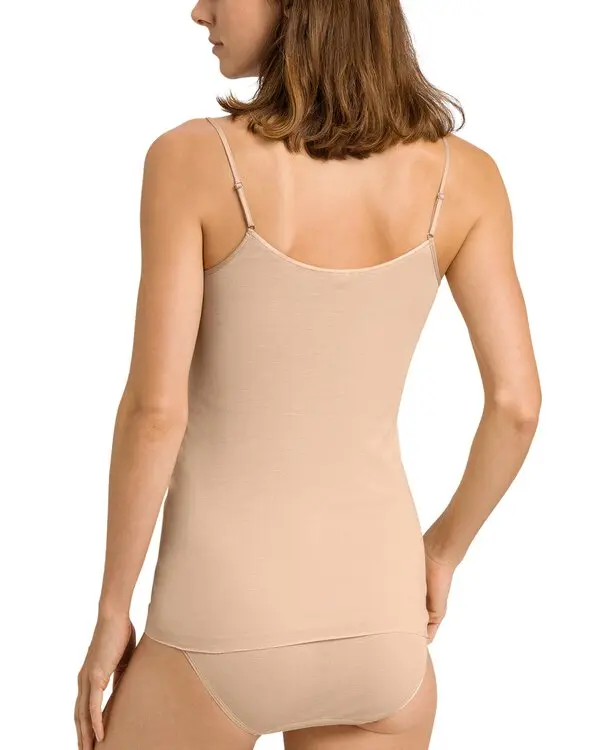 Hanro Cotton Seamless V-neck Cami - Beige