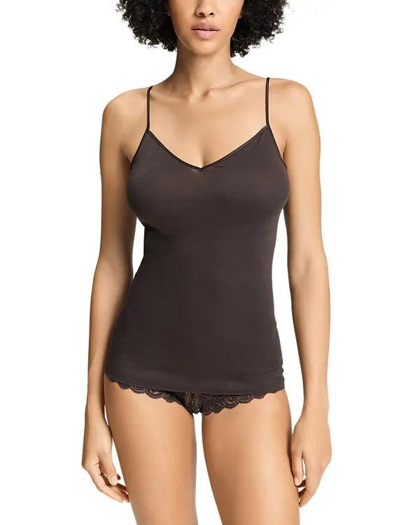 Hanro Cotton Seamless V-neck Cami - Dark Mocha
