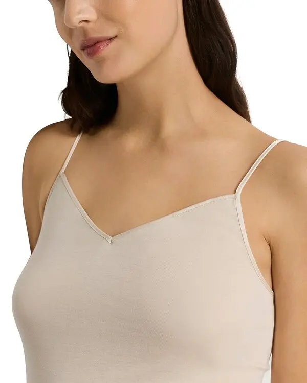 Hanro Cotton Seamless V-neck Cami - Summer Sand