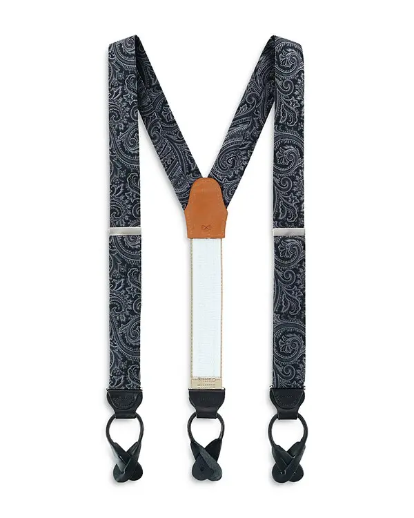 Trafalgar Sobee Button End Silk Braces - Black