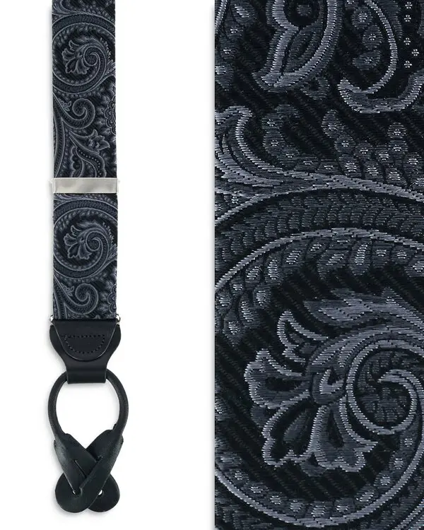 Trafalgar Sobee Button End Silk Braces - Black