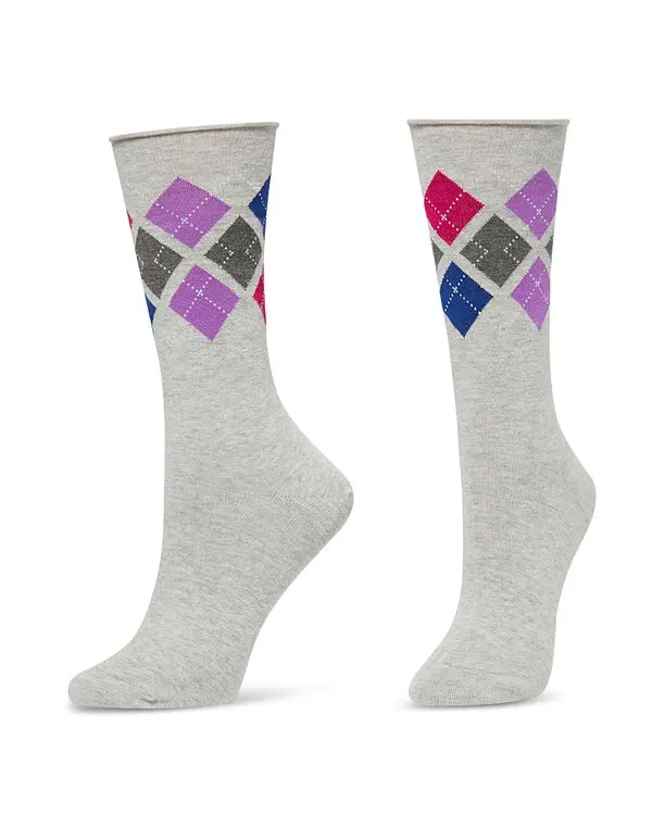 Hue Jean Socks - Light Grey Argyle